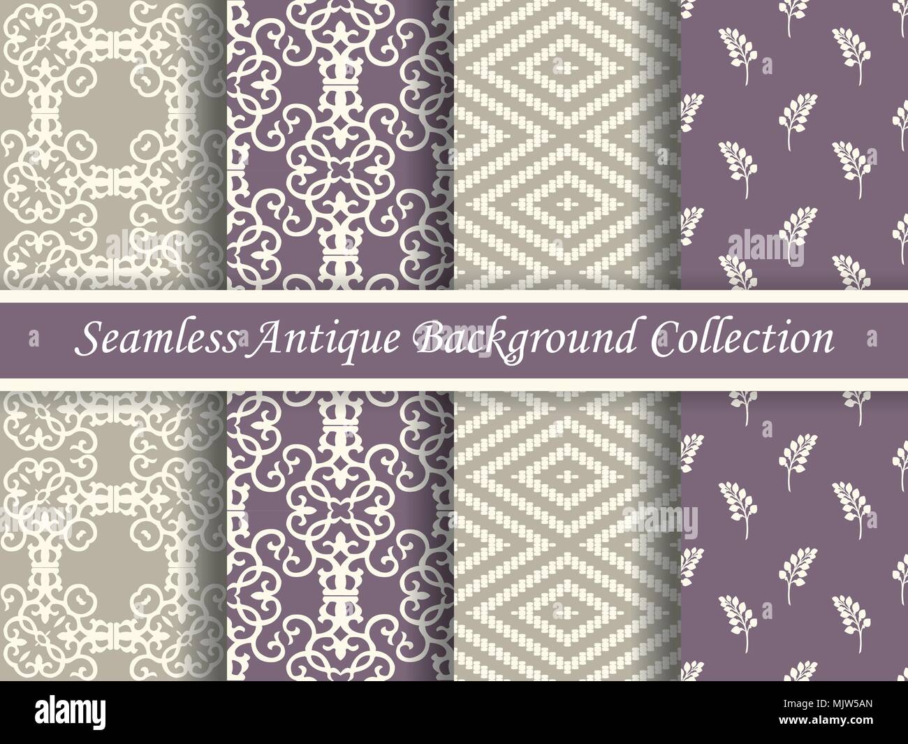 Antique seamless elegant purple tone background image collection, four ...