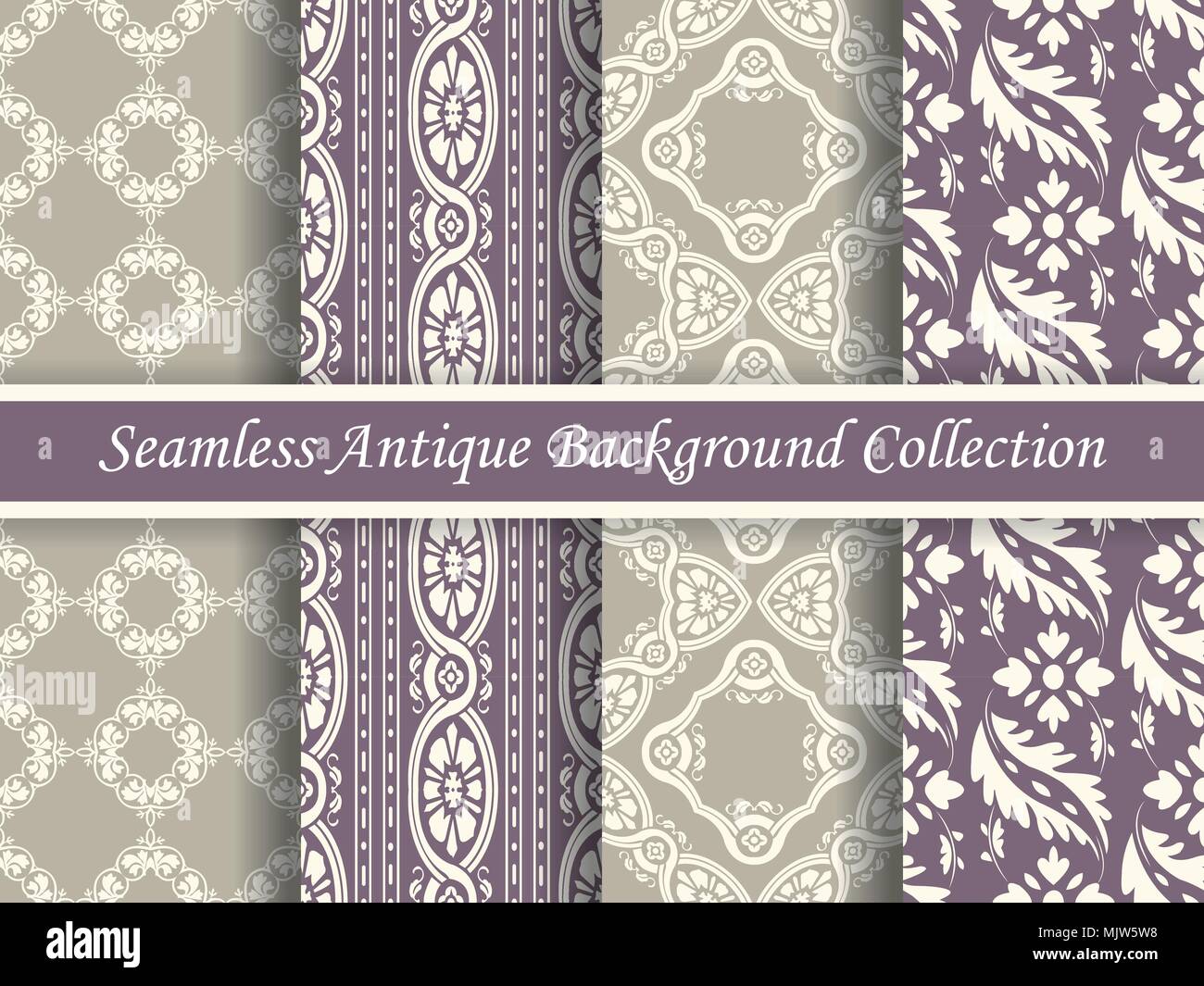 Antique seamless elegant purple tone background image collection, four ...