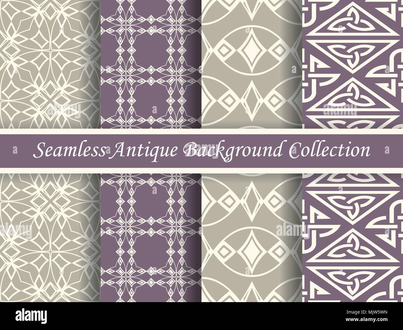 Antique seamless elegant purple tone background image collection, four ...
