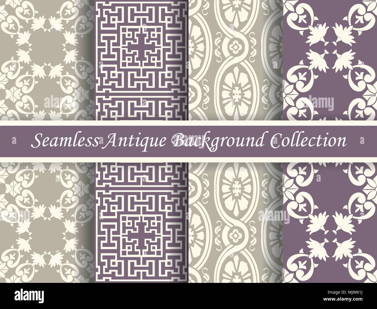 Antique seamless elegant purple tone background image collection, four ...