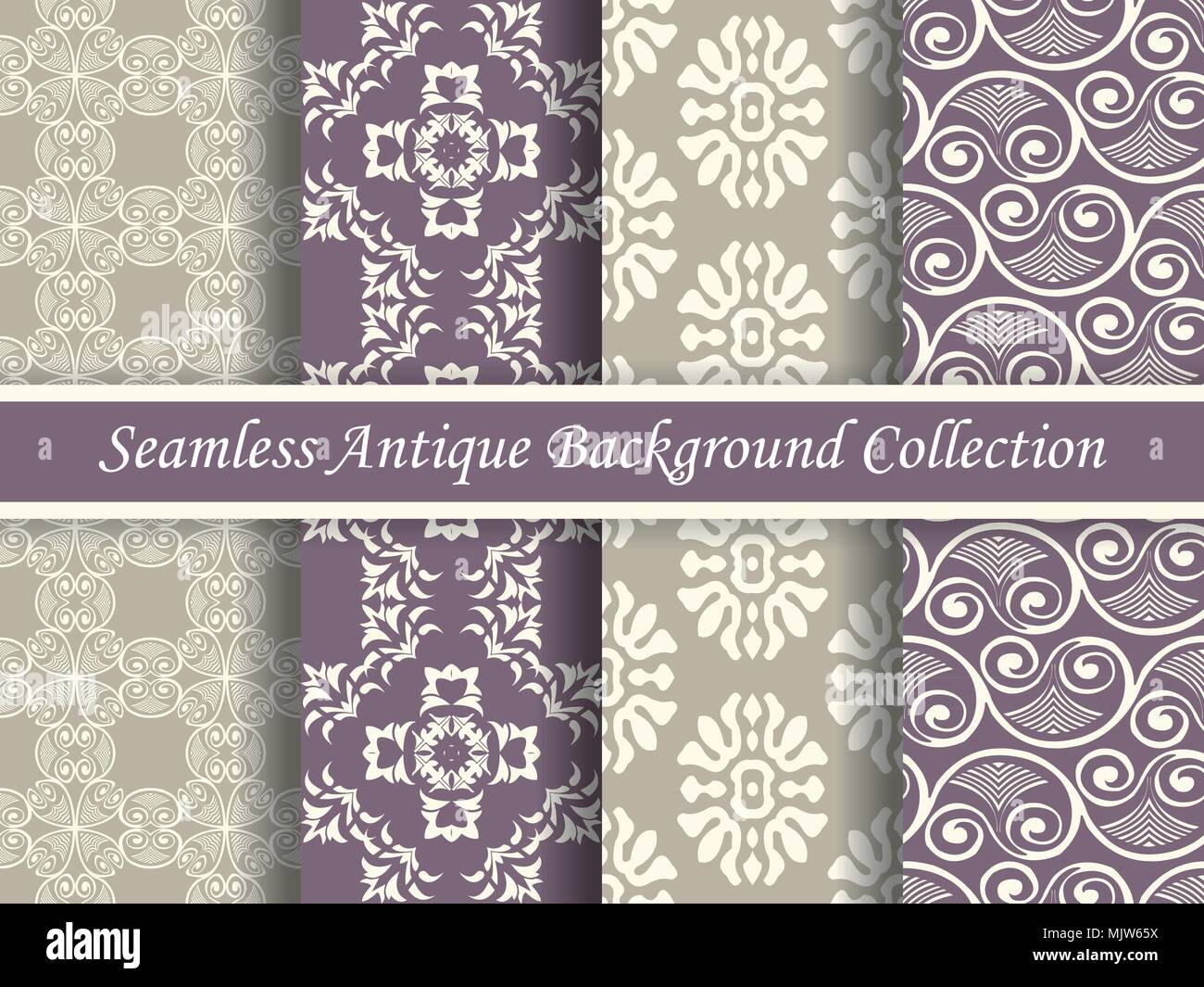 Antique seamless elegant purple tone background image collection, four ...