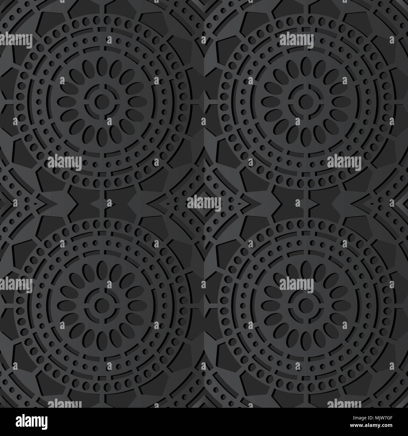 3D dark paper art Round Cross Dot Line Frame Flower, Vector stylish ...