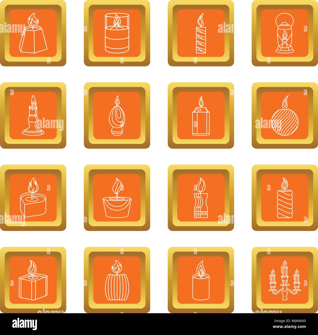 Candle forms icons set orange square vector Stock Vector Image & Art ...