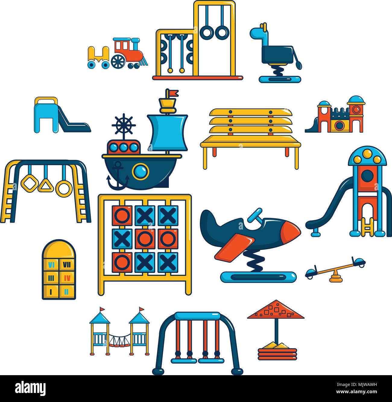 Playground equipment icons set, cartoon style Stock Vector Image & Art ...