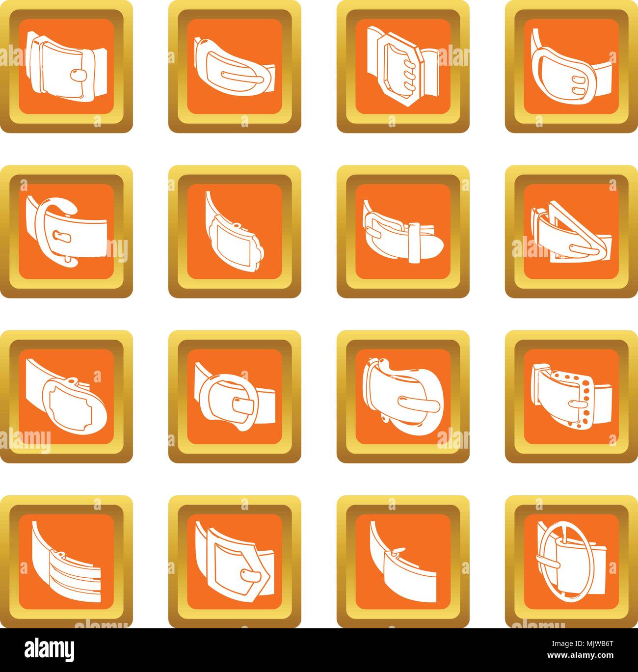 Belt buckle icons set orange square vector Stock Vector Image & Art - Alamy