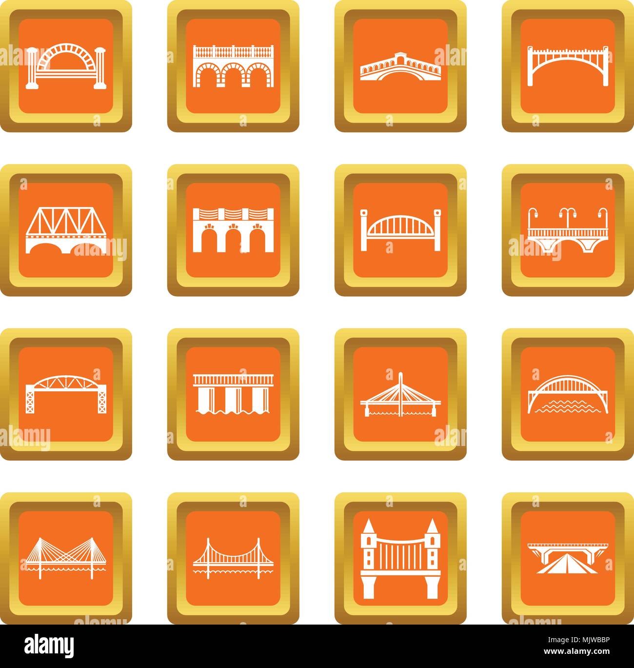 Bridge icons set orange square vector Stock Vector Image & Art - Alamy