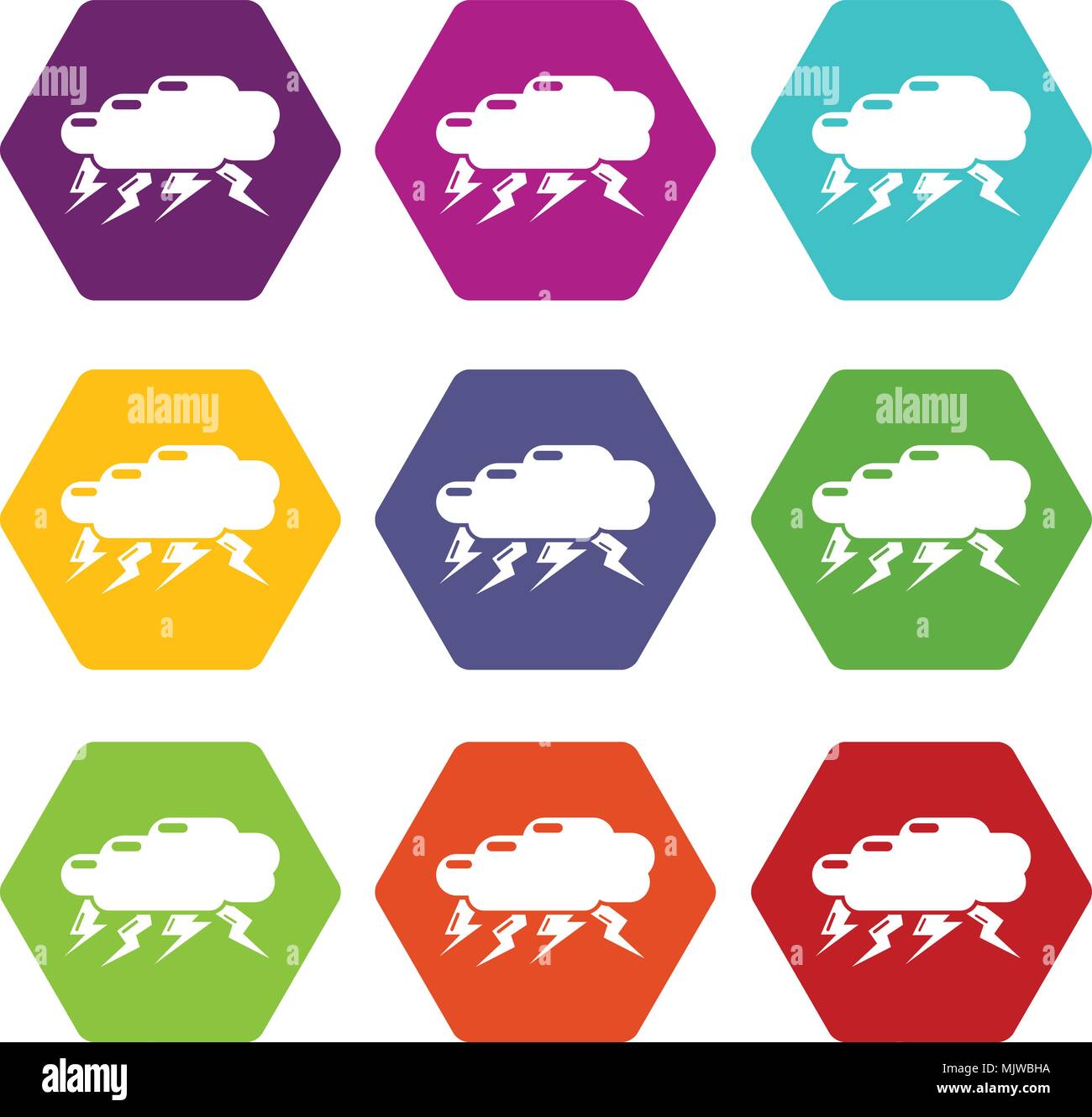 Thunder cloud icons set 9 vector Stock Vector Image & Art - Alamy