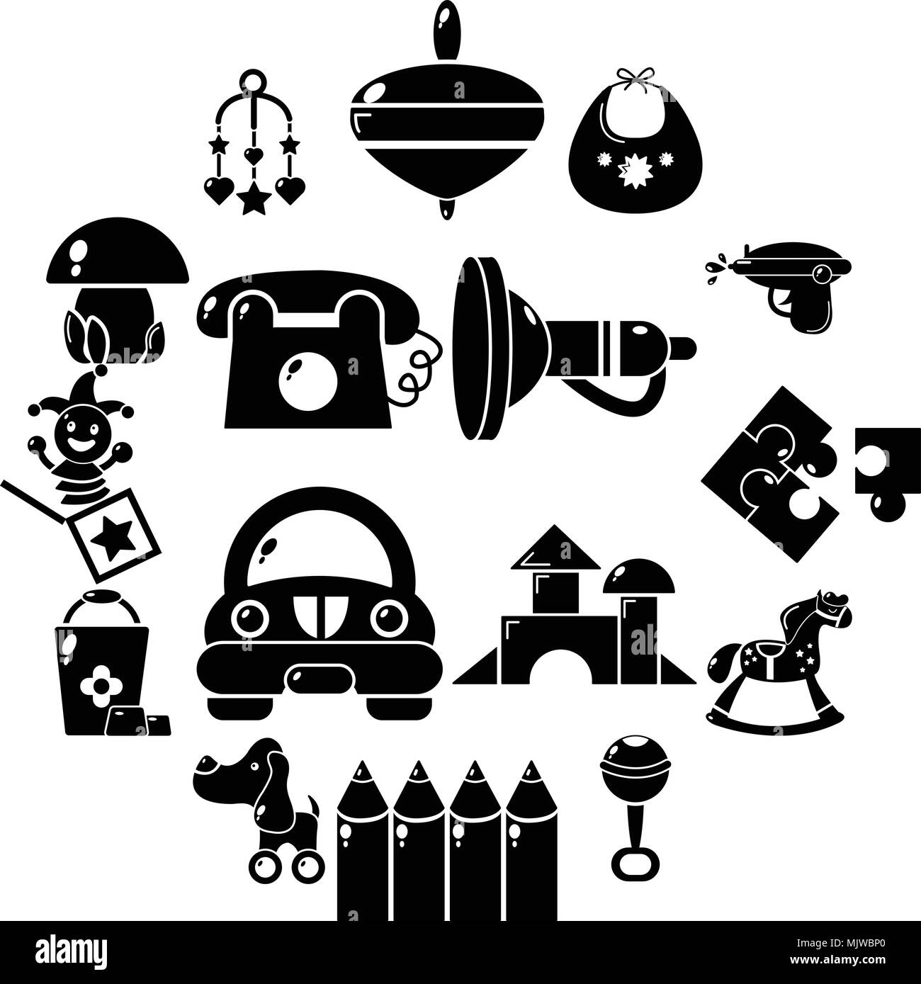 Kindergarten icons set, simple style Stock Vector Image & Art - Alamy