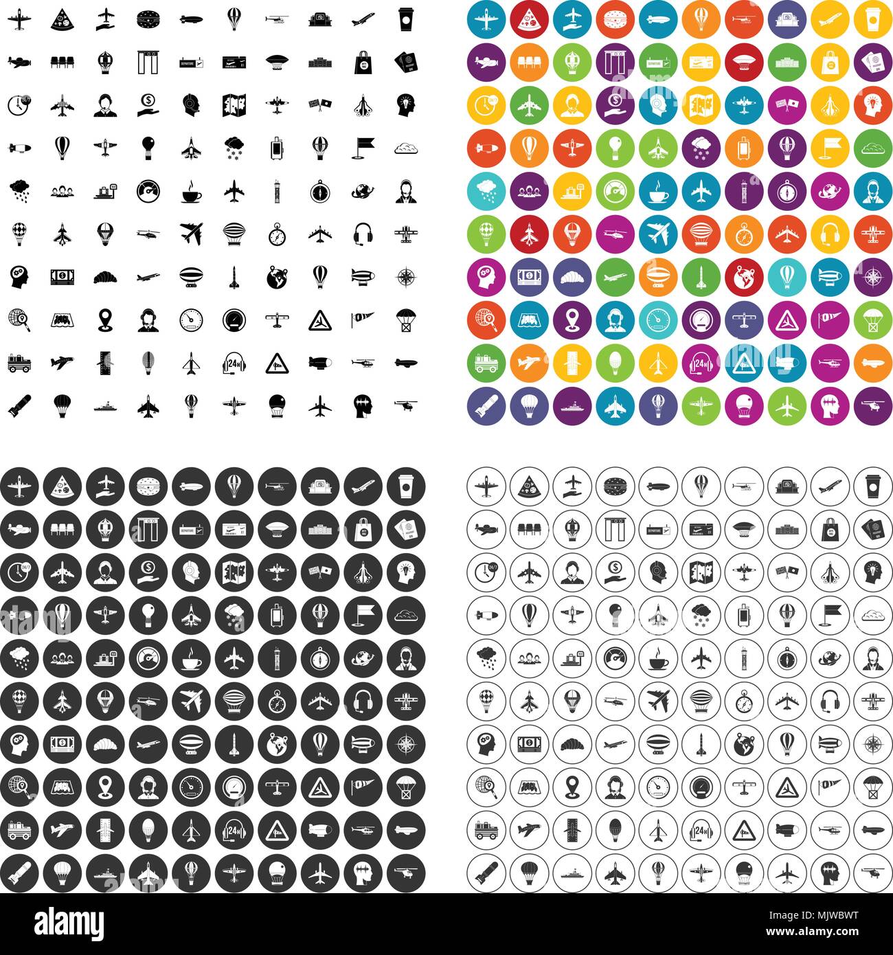 100 aviation icons set vector variant Stock Vector Image & Art - Alamy