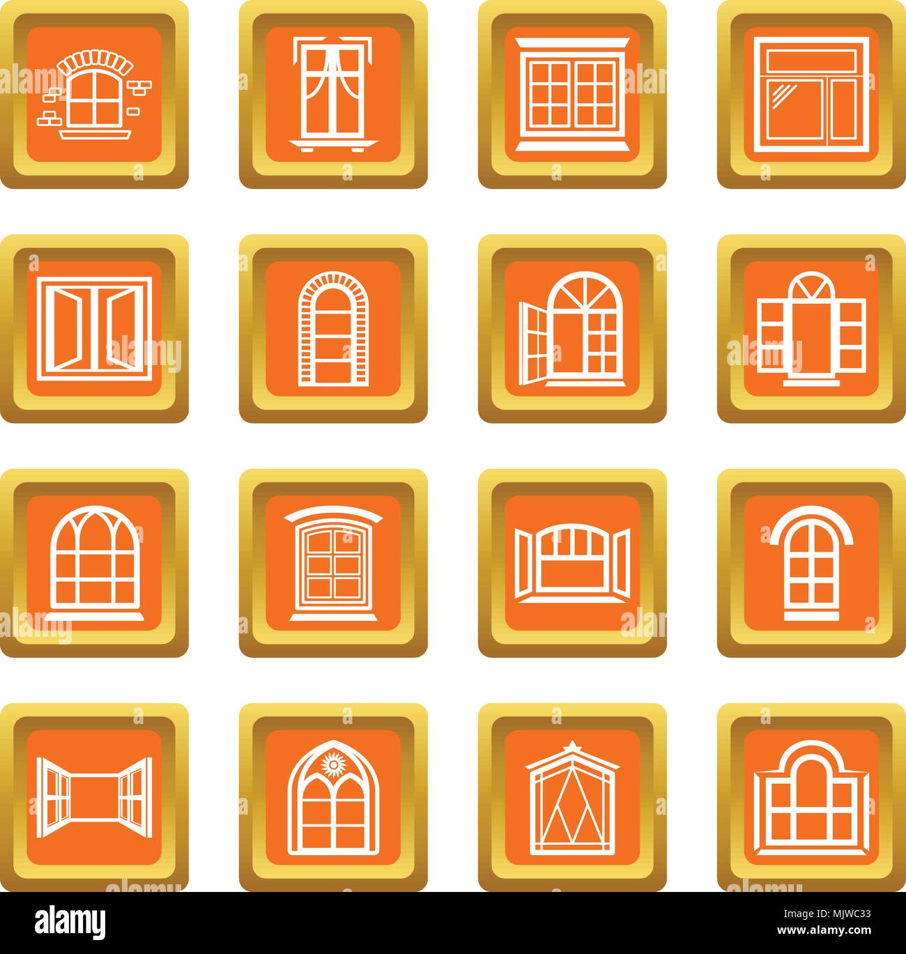 Window design icons set orange square vector Stock Vector Image & Art ...