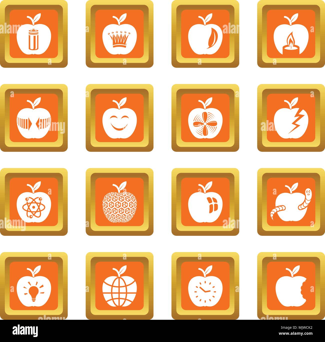Apple logo icons set orange square vector Stock Vector Image & Art - Alamy