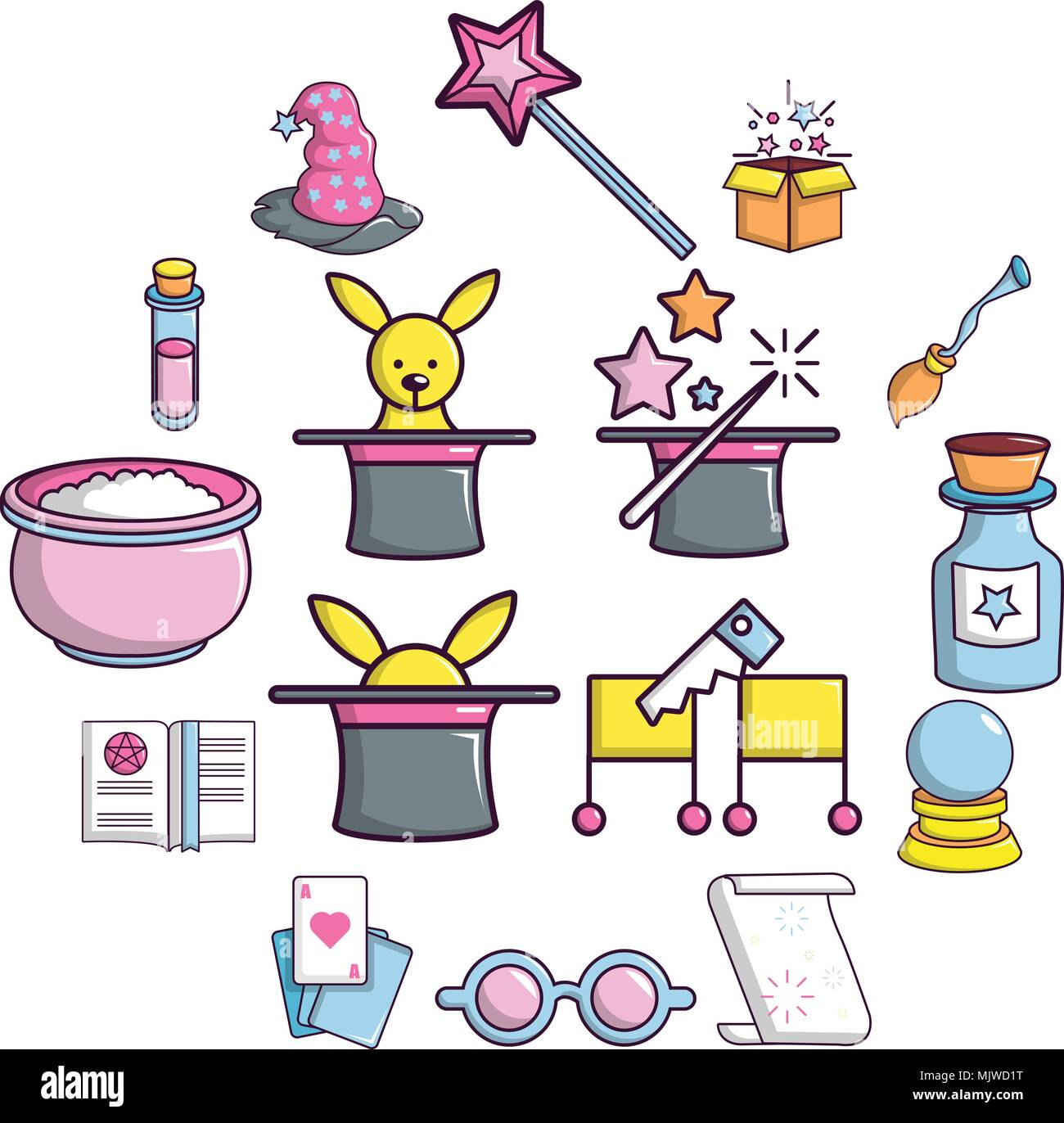 Magic trick icons set, cartoon style Stock Vector Image & Art - Alamy