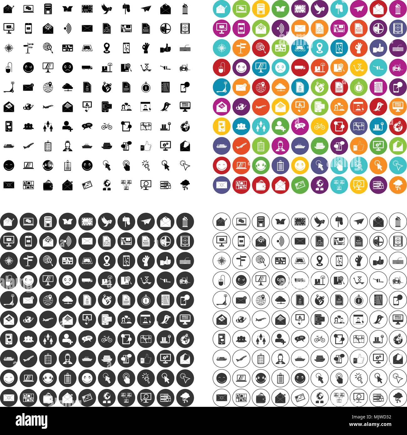 100 mail icons set vector variant Stock Vector Image & Art - Alamy