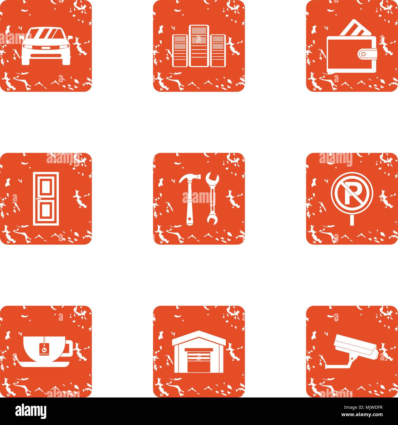 Safe parking icons set, grunge style Stock Vector Image & Art - Alamy