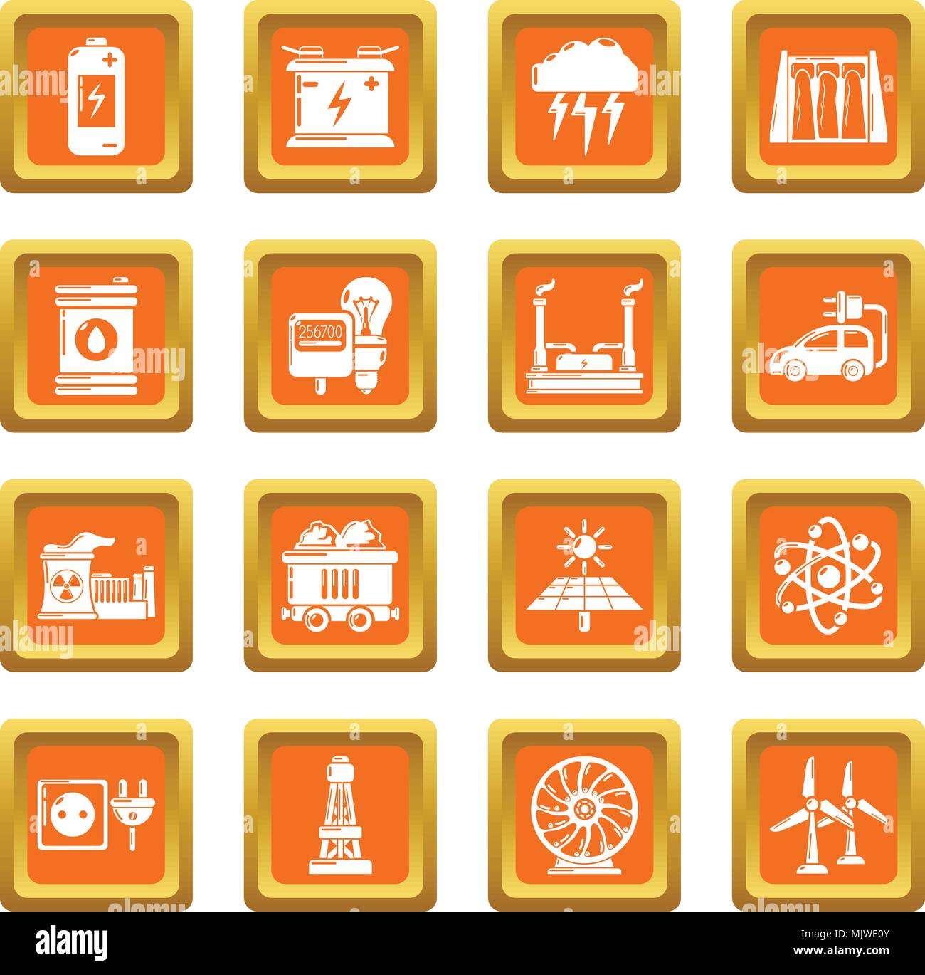 Energy sources icons set orange square vector Stock Vector Image & Art ...