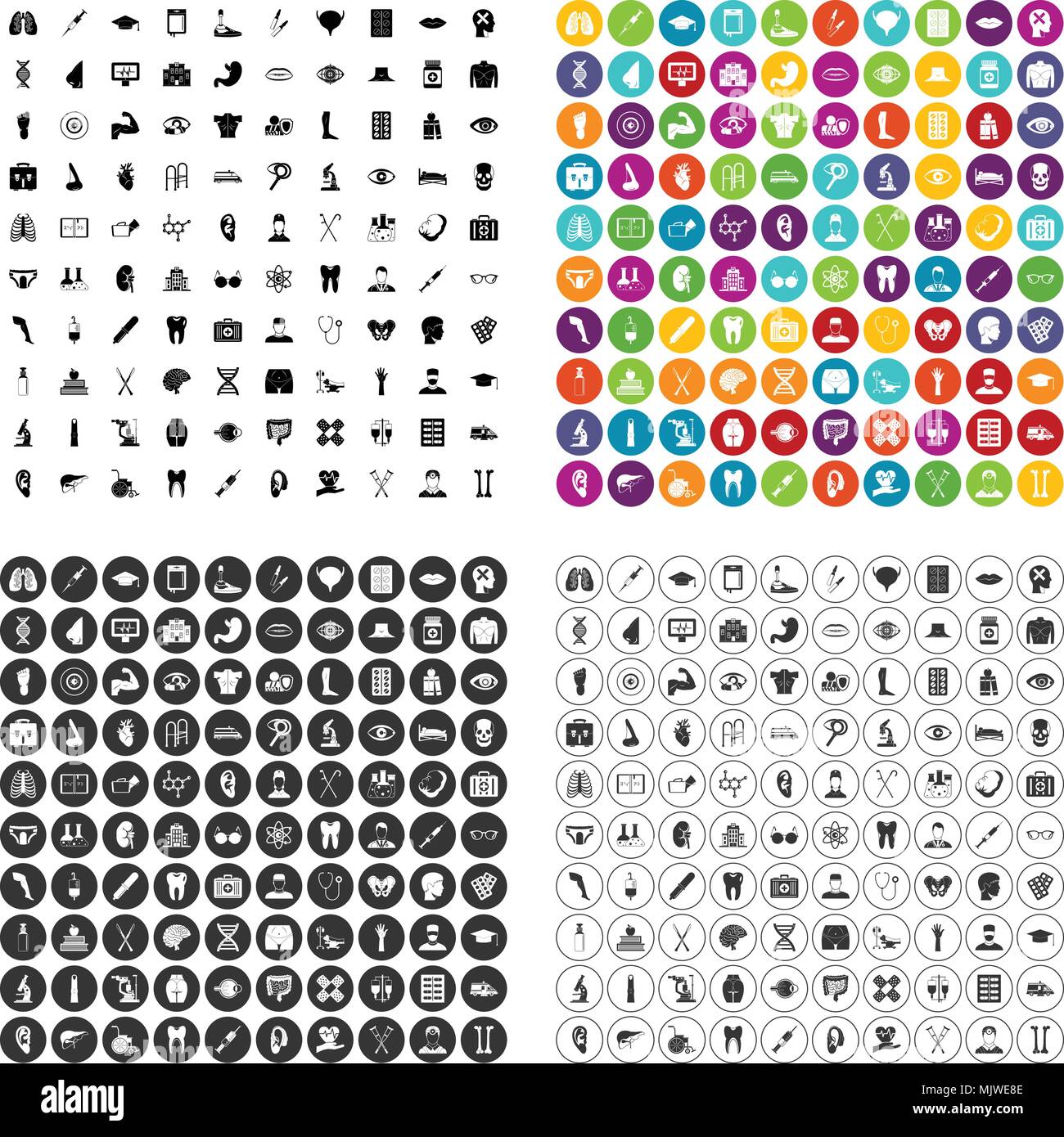 100 medical anatomy icons set vector variant Stock Vector Image & Art ...