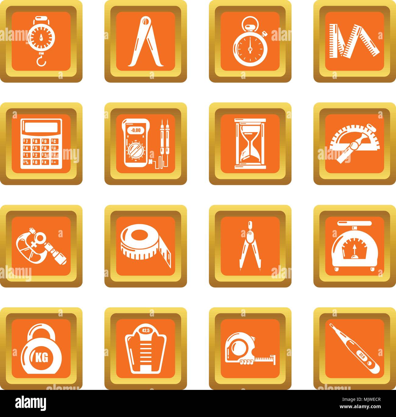 Measure precision icons set orange square vector Stock Vector Image ...