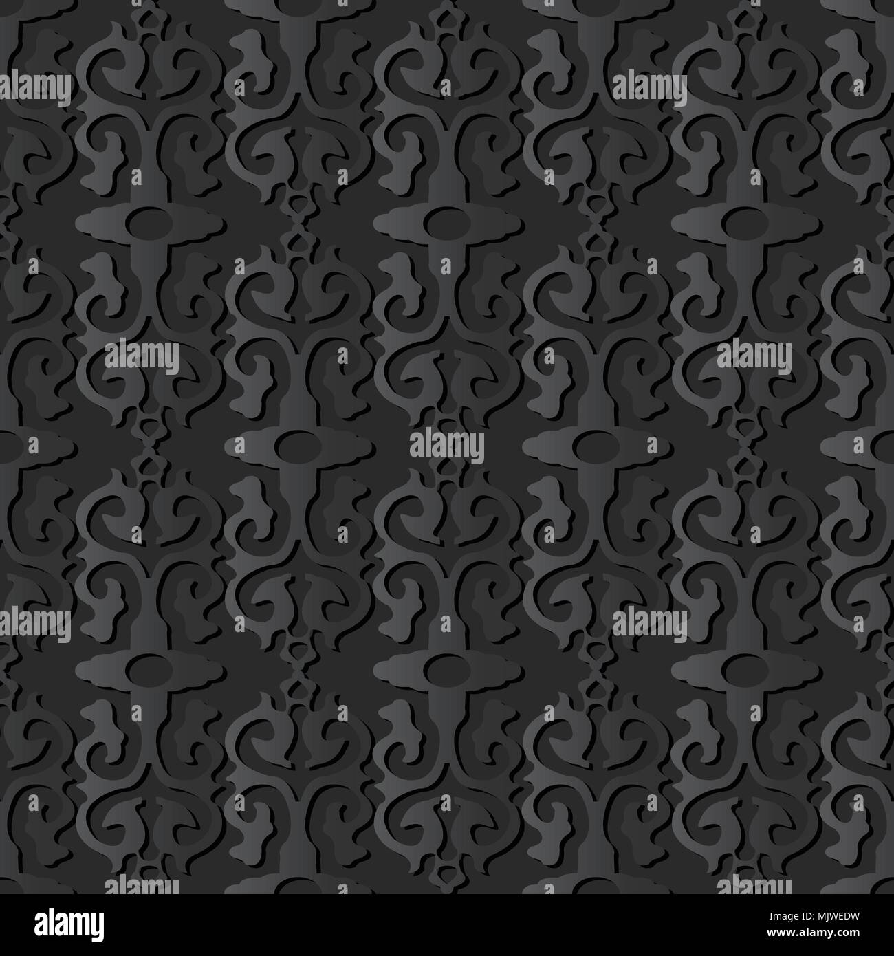 3D dark paper art Curve Cross Retro Crest Frame, Vector stylish ...