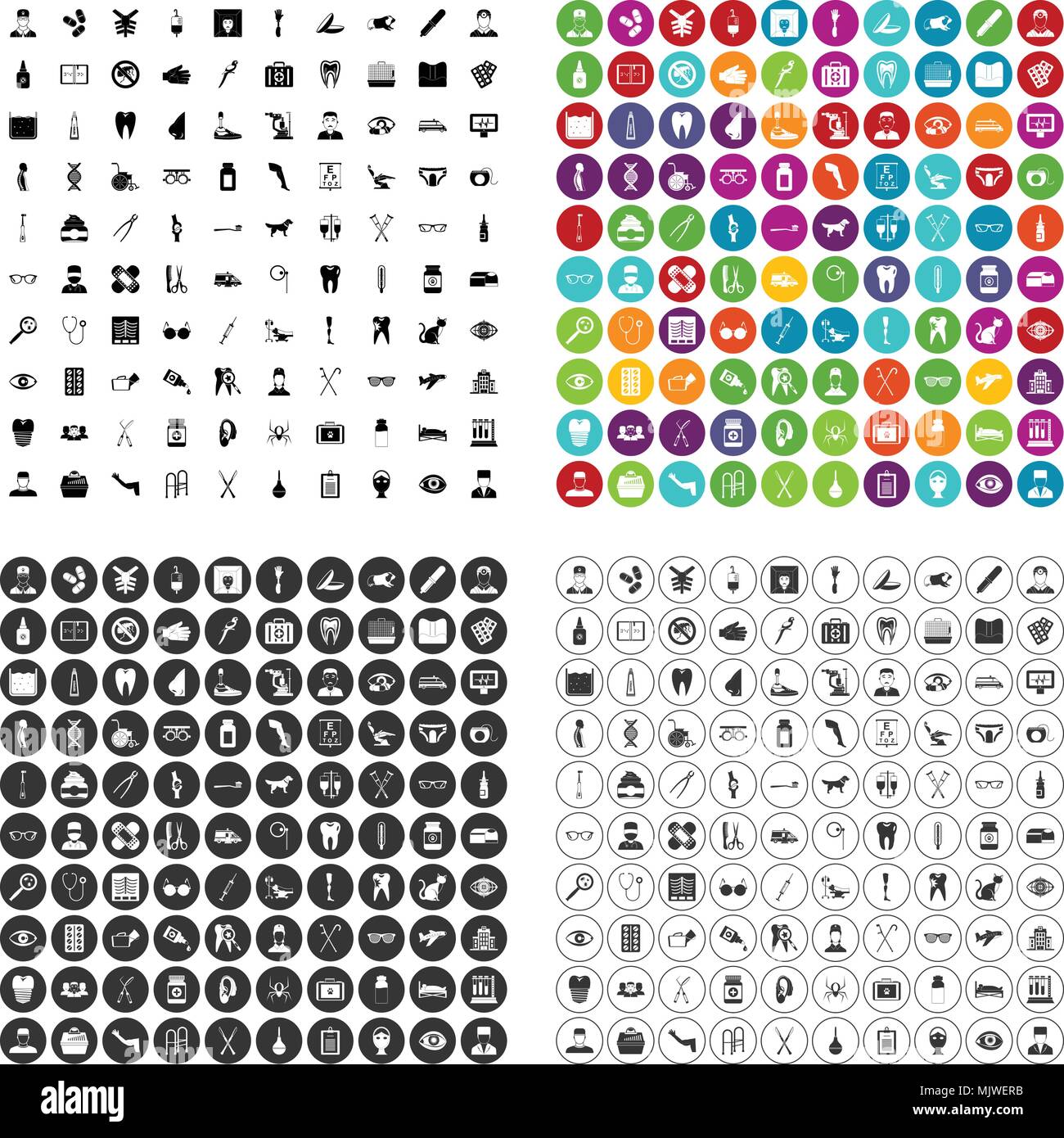 100 medical profession icons set vector variant Stock Vector Image ...
