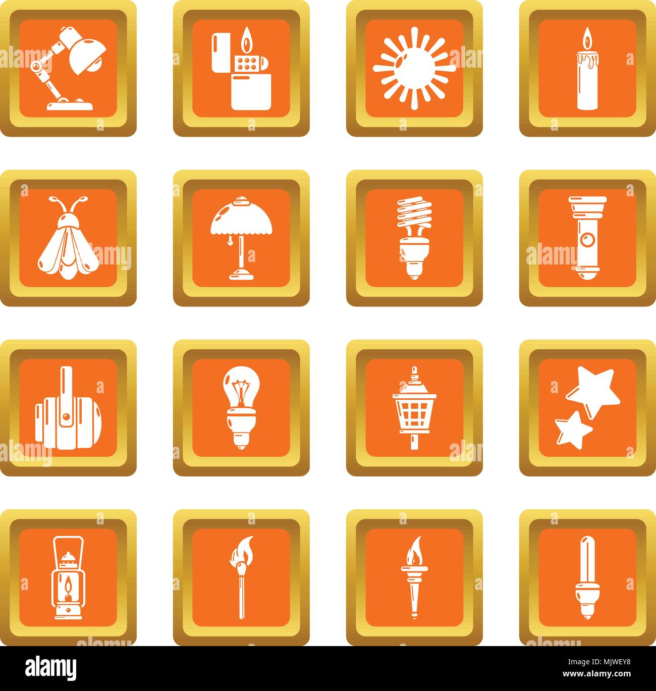 Light source icons set orange square vector Stock Vector Image & Art ...