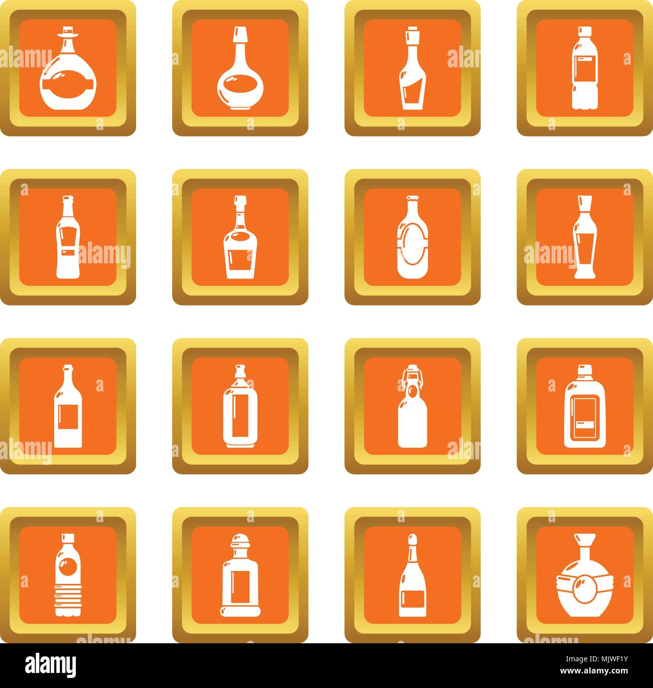 Bottles icons set orange square vector Stock Vector Image & Art - Alamy