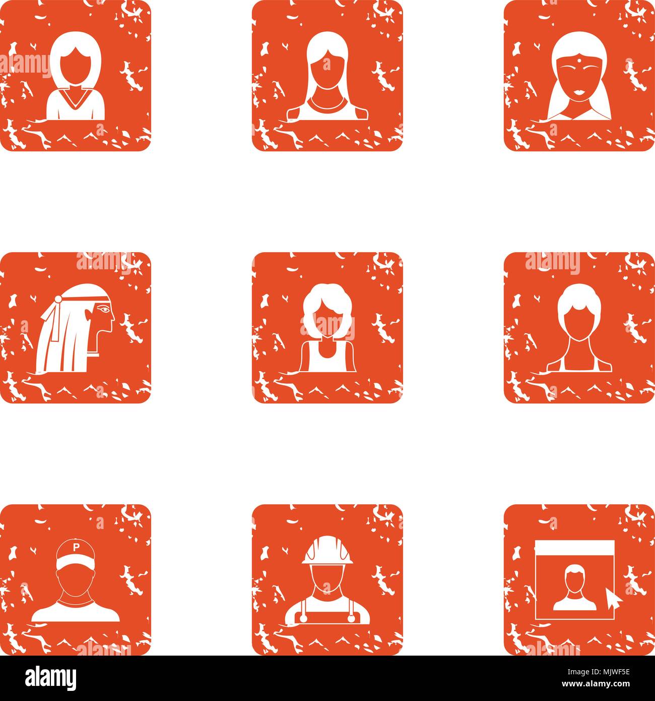 Full face icons set, grunge style Stock Vector Image & Art - Alamy