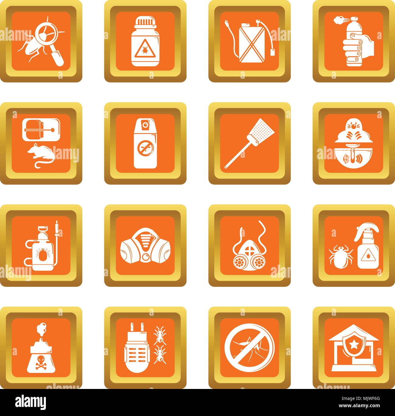 Pest control tools icons set orange square vector Stock Vector Image ...