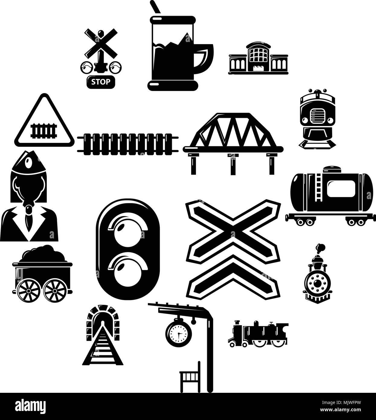 Train railroad icons set, simple style Stock Vector Image & Art - Alamy