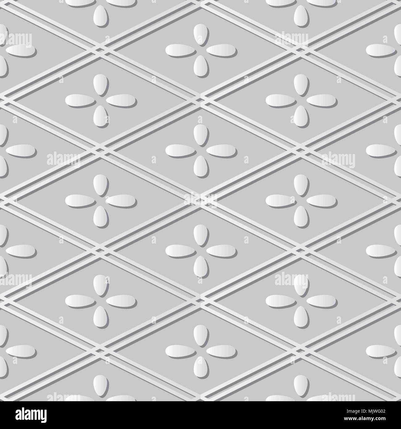 3D white paper art Check Cross Frame Line Flower, Vector stylish ...