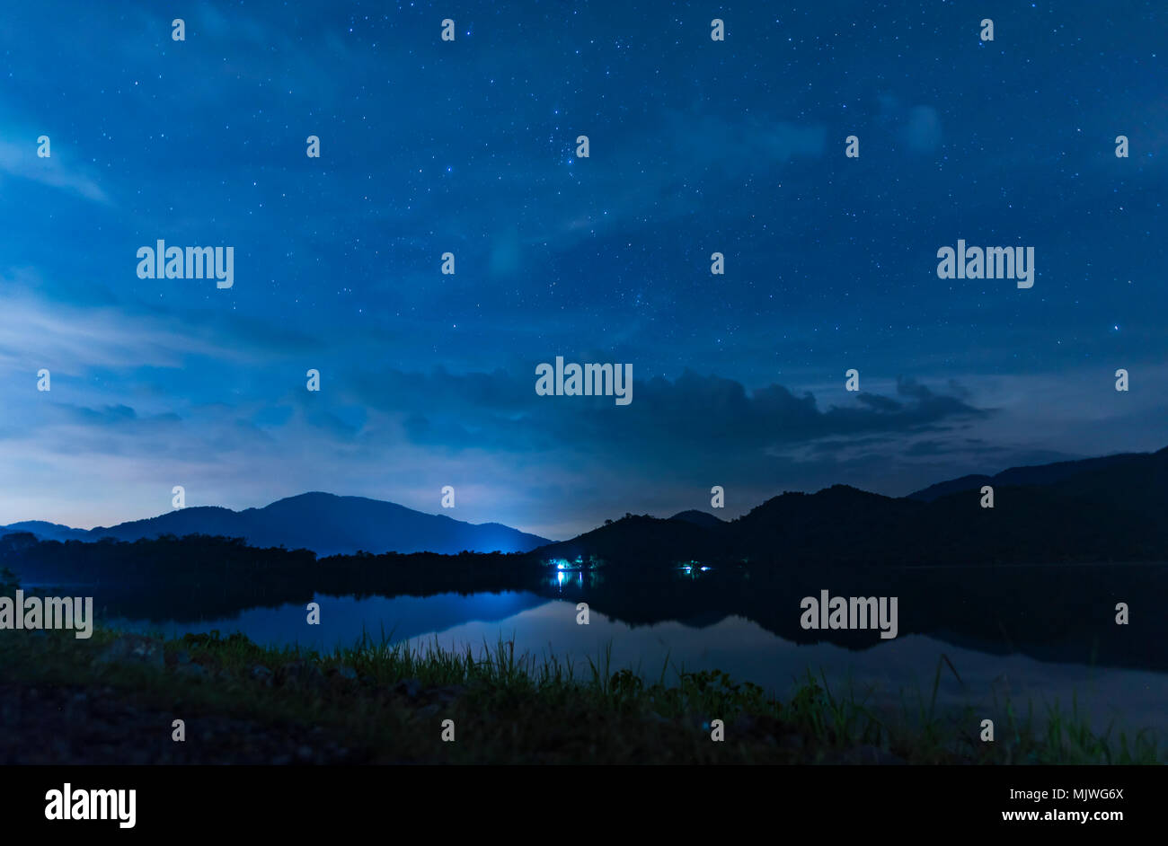 landscape night sky over the lake Stock Photo - Alamy