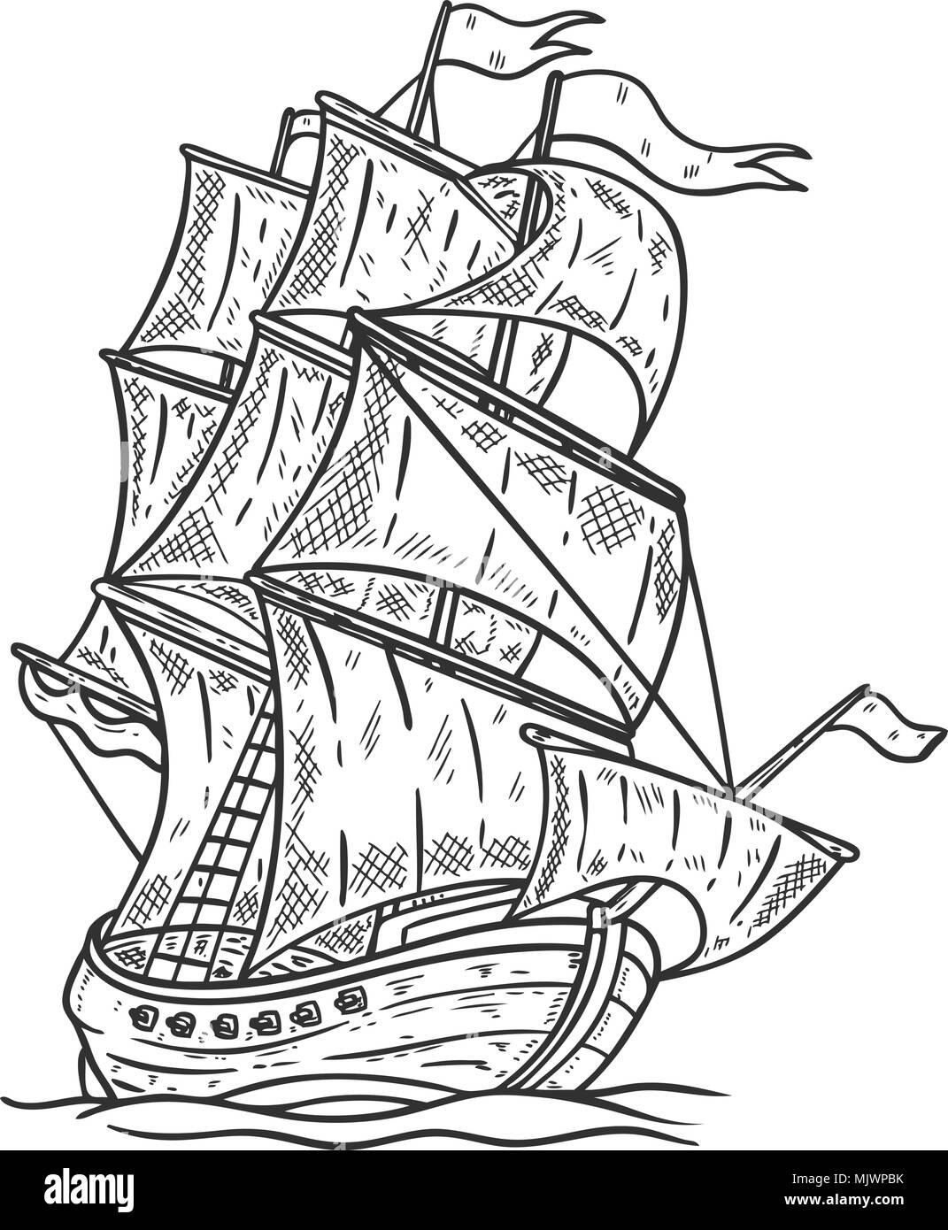 Hand Drawn Ship