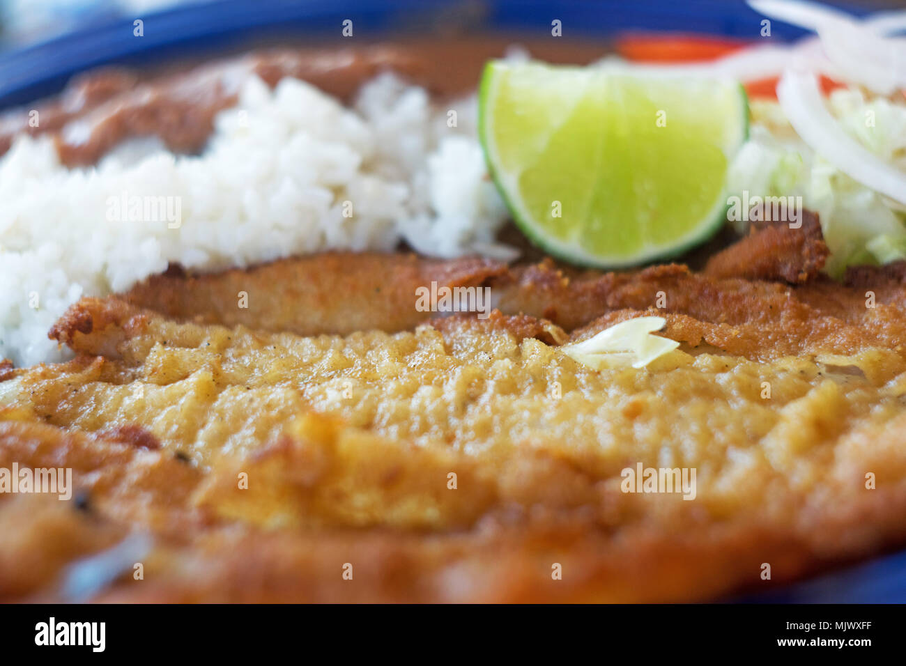 Fish dish with rice and lime, Typical Yucatecan food Stock Photo - Alamy