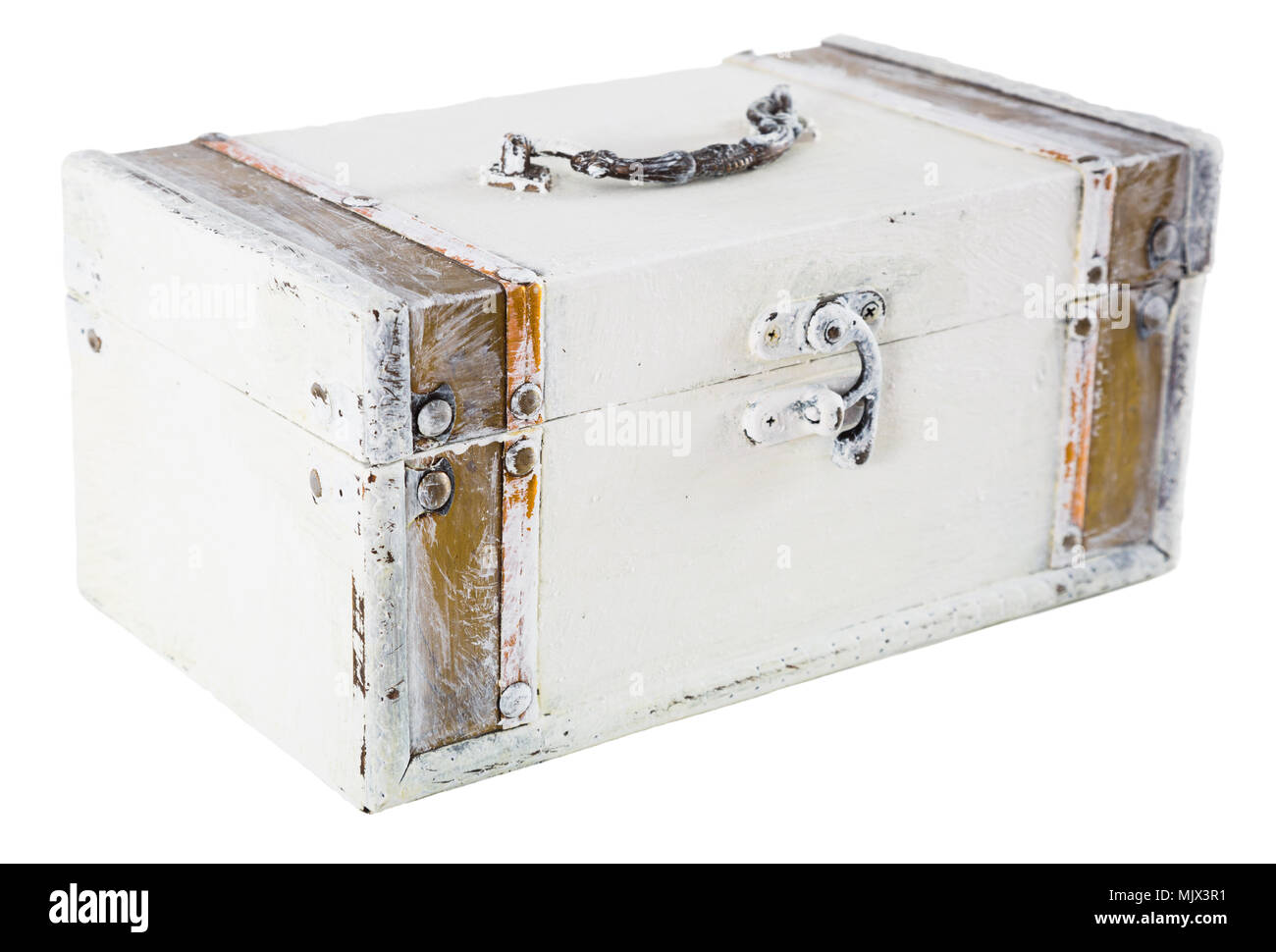 Old white box of small size for decoration and storage Stock Photo - Alamy
