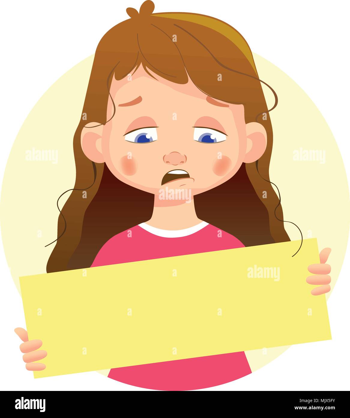 Girl holding blank poster-Sad Stock Vector Image & Art - Alamy