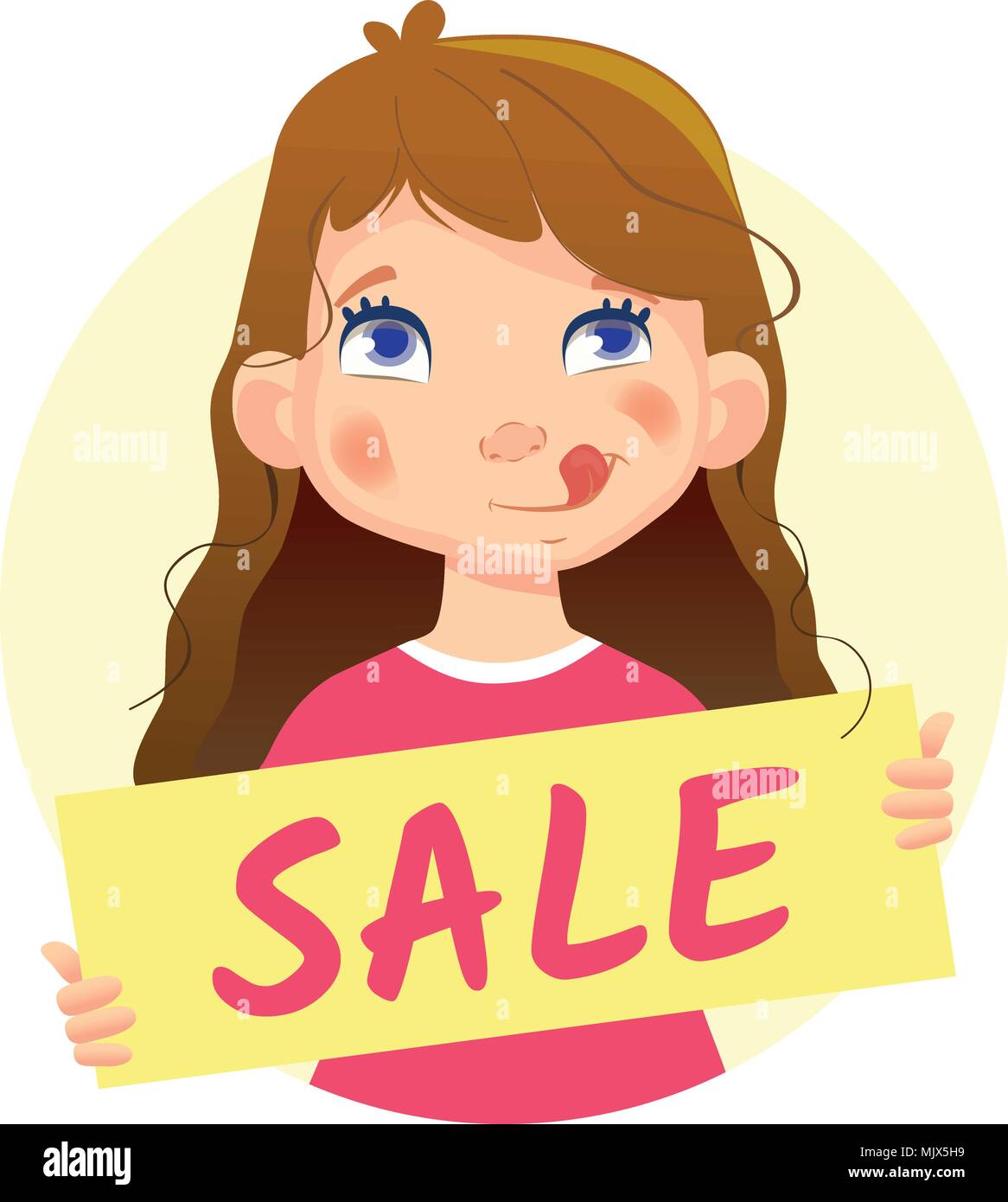 Girl holding sale poster-Yum Stock Vector Image & Art - Alamy