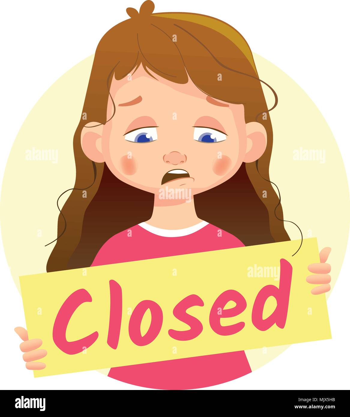 Girl holding Closed poster-Sad Stock Vector Image & Art - Alamy