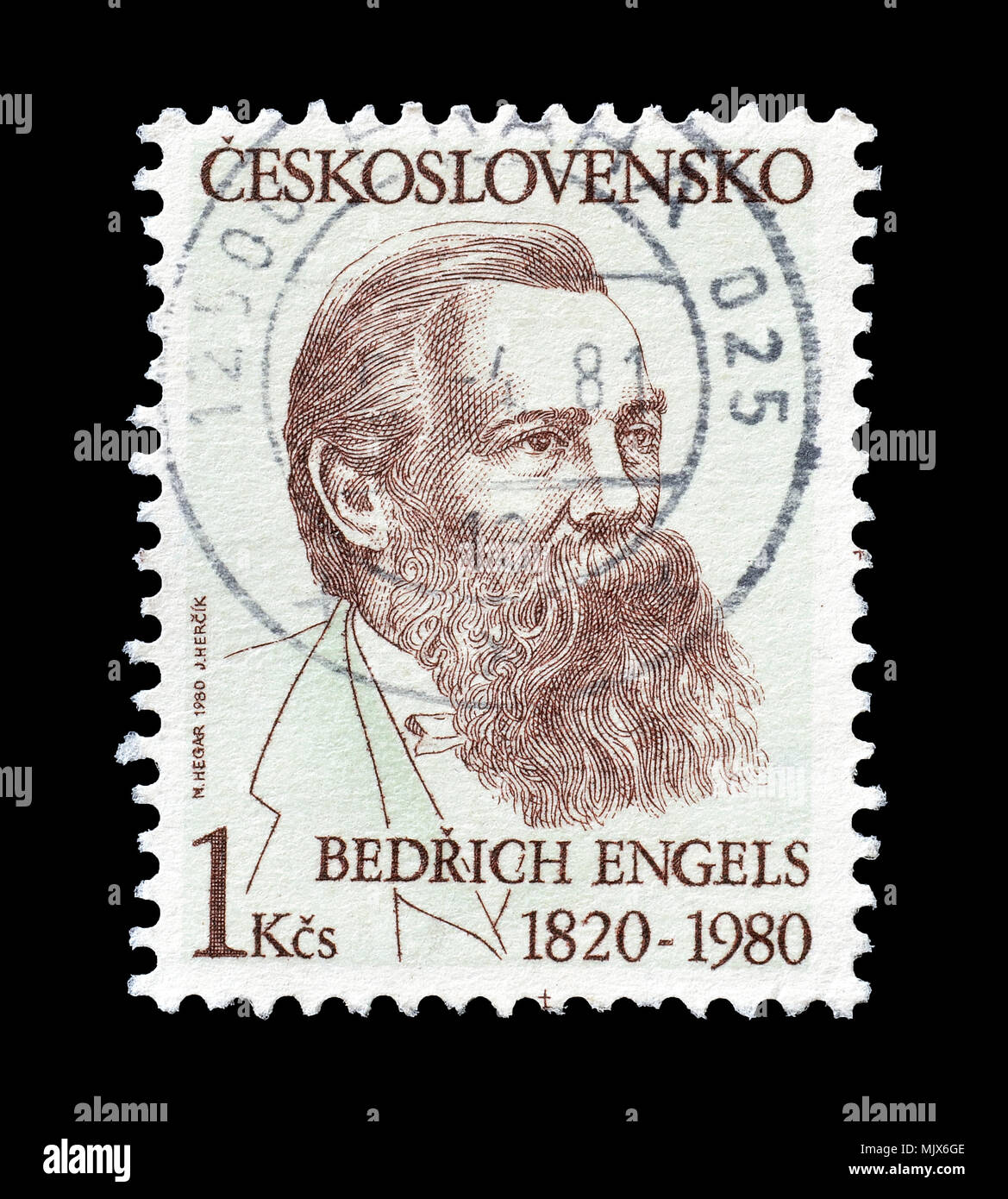 Cancelled postage stamp printed by Soviet Union, that shows portrait of ...