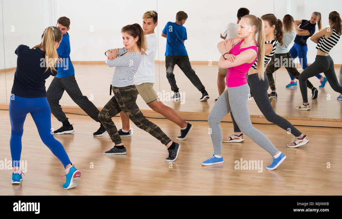 young students having dancing class in classroom Stock Photo - Alamy