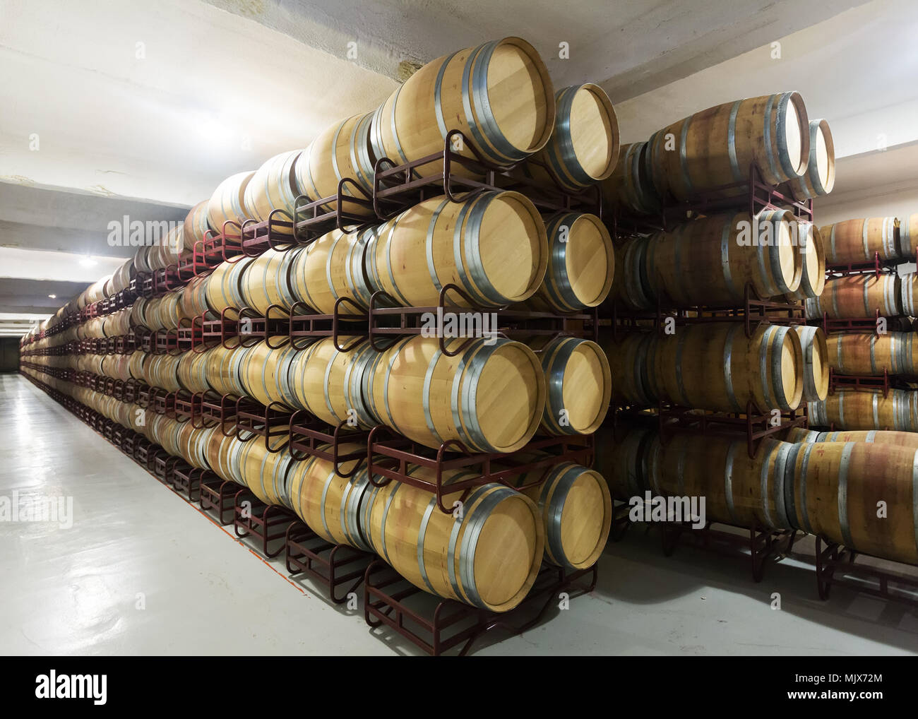 Interior of winery factory with wooden barrels Stock Photo - Alamy