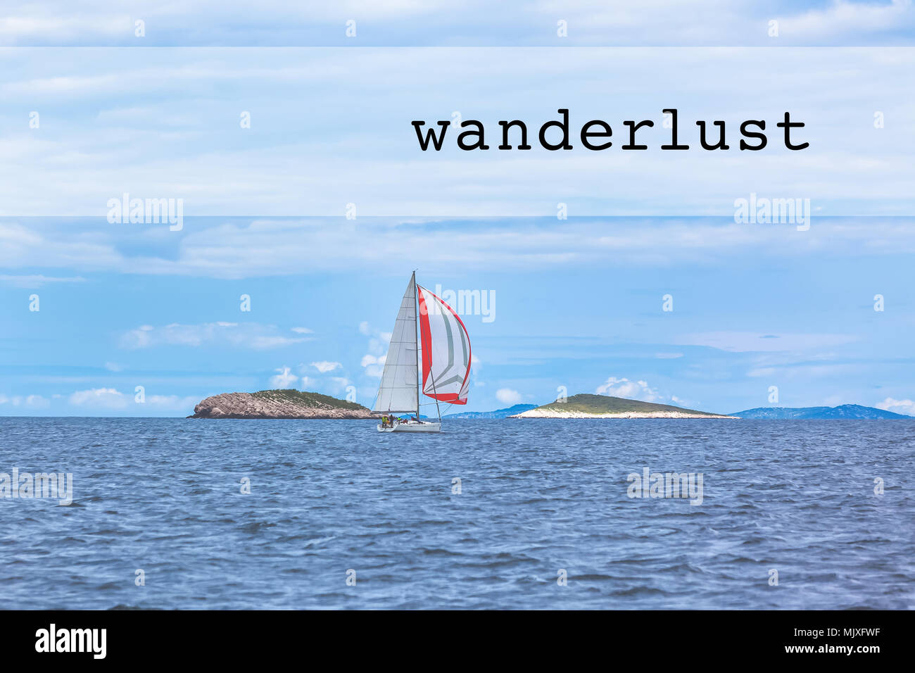 Inspirational typographic quote wanderlust. Travel vacations tourism ...