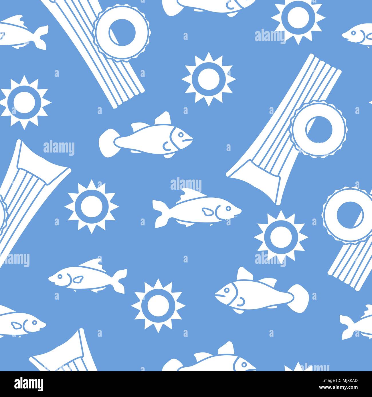 Seamless pattern with inflatable mattress, inflatable circle. Summer ...