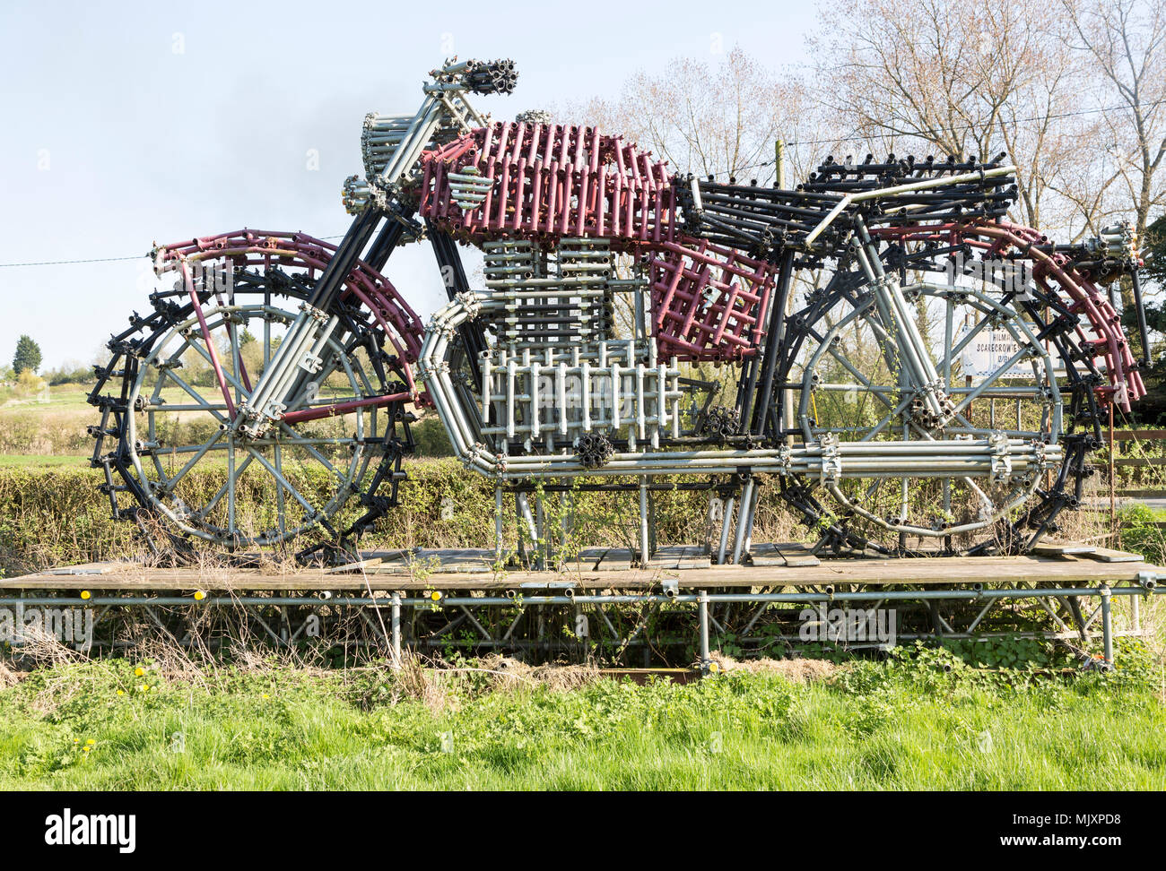 Large model motorcycle made from steel tubing, Calne, Wiltshire ...