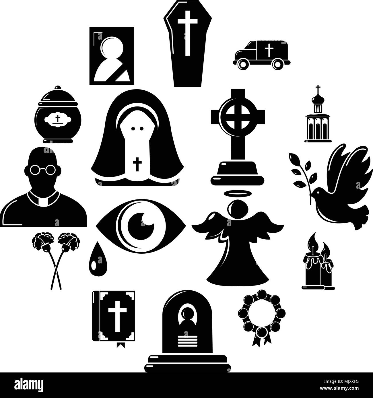 Funeral ritual service icons set, simple style Stock Vector Image & Art ...