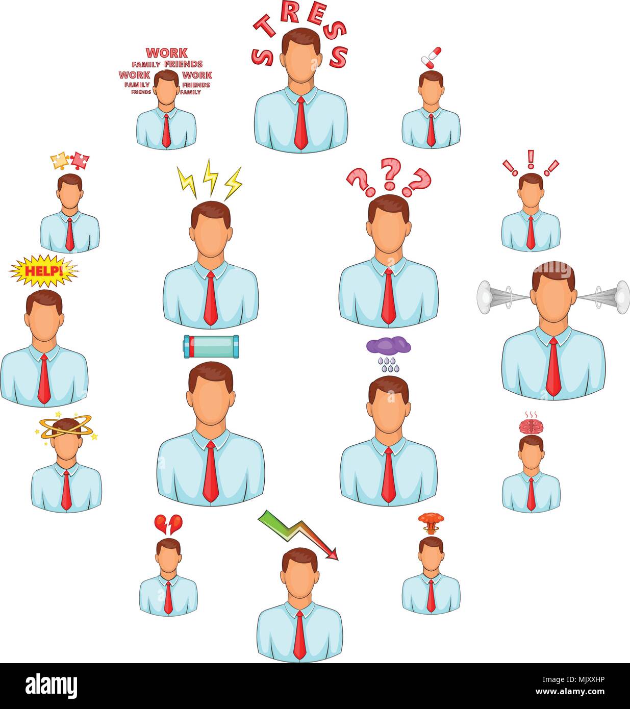 Stress icons set, cartoon style Stock Vector Image & Art - Alamy