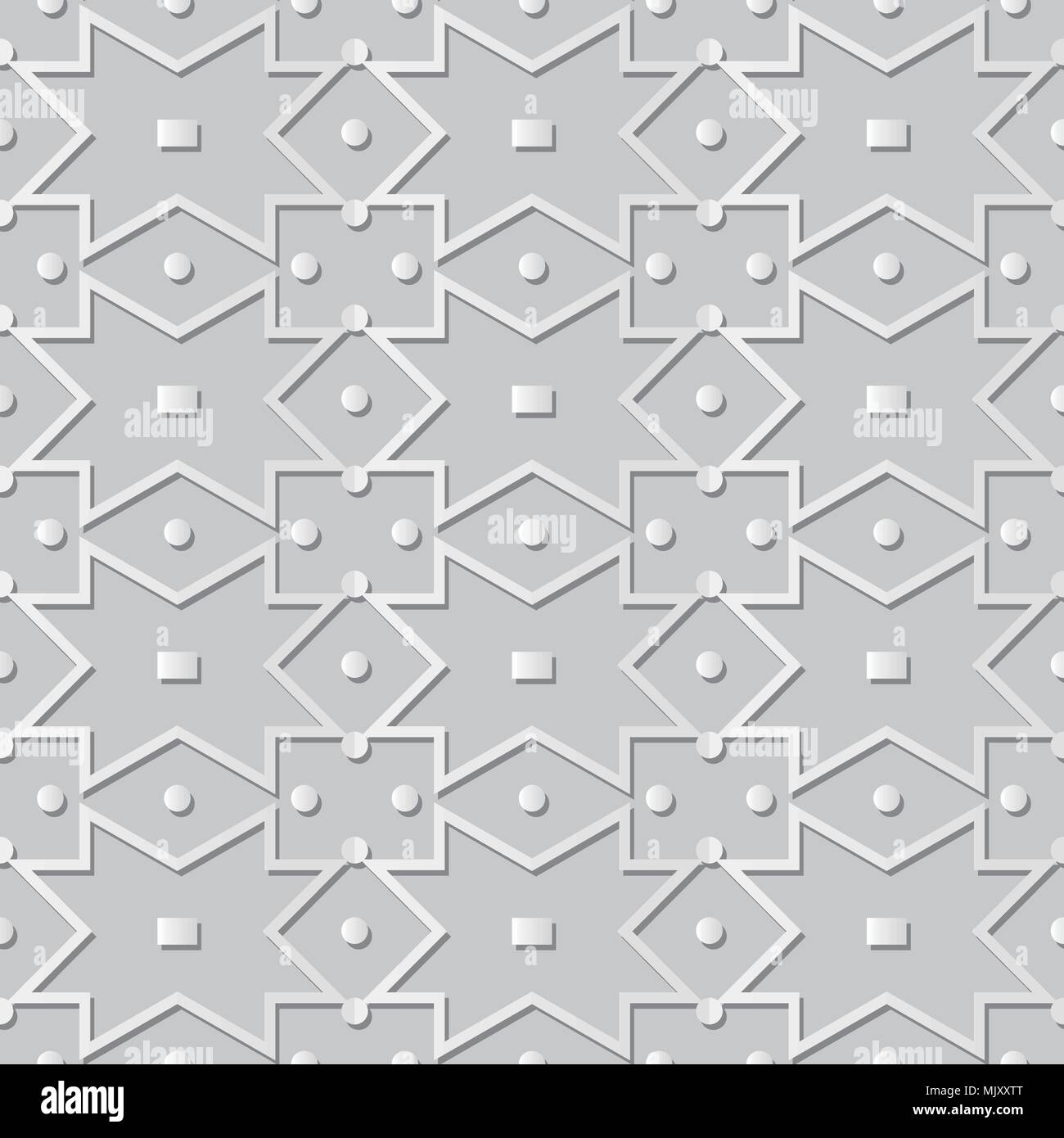 3D white paper art Geometry Cross Square Check Dot Frame Line, Vector ...