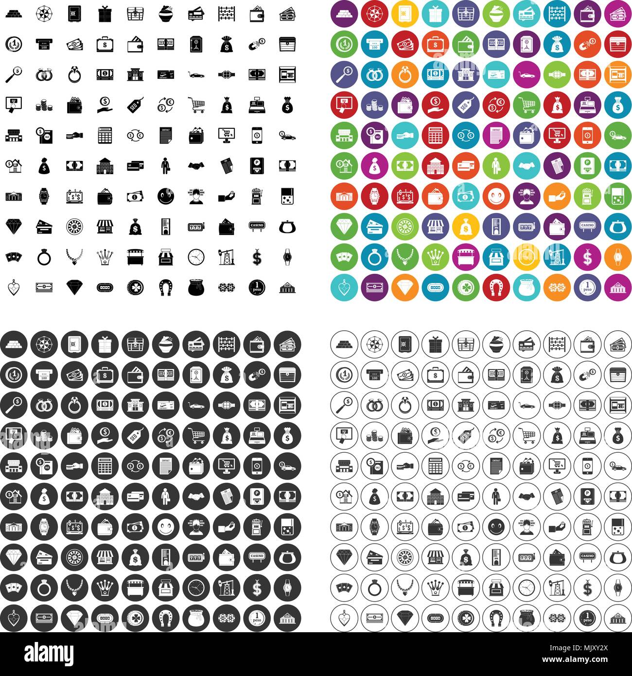 100 money icons set vector variant Stock Vector Image & Art - Alamy