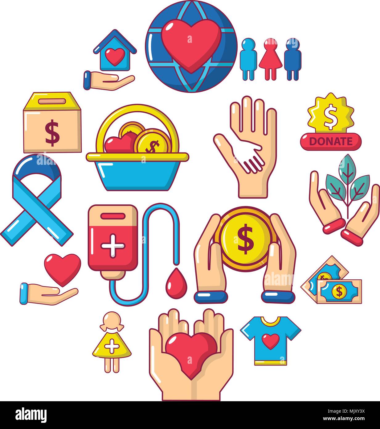 Charity icons set, cartoon style Stock Vector Image & Art - Alamy