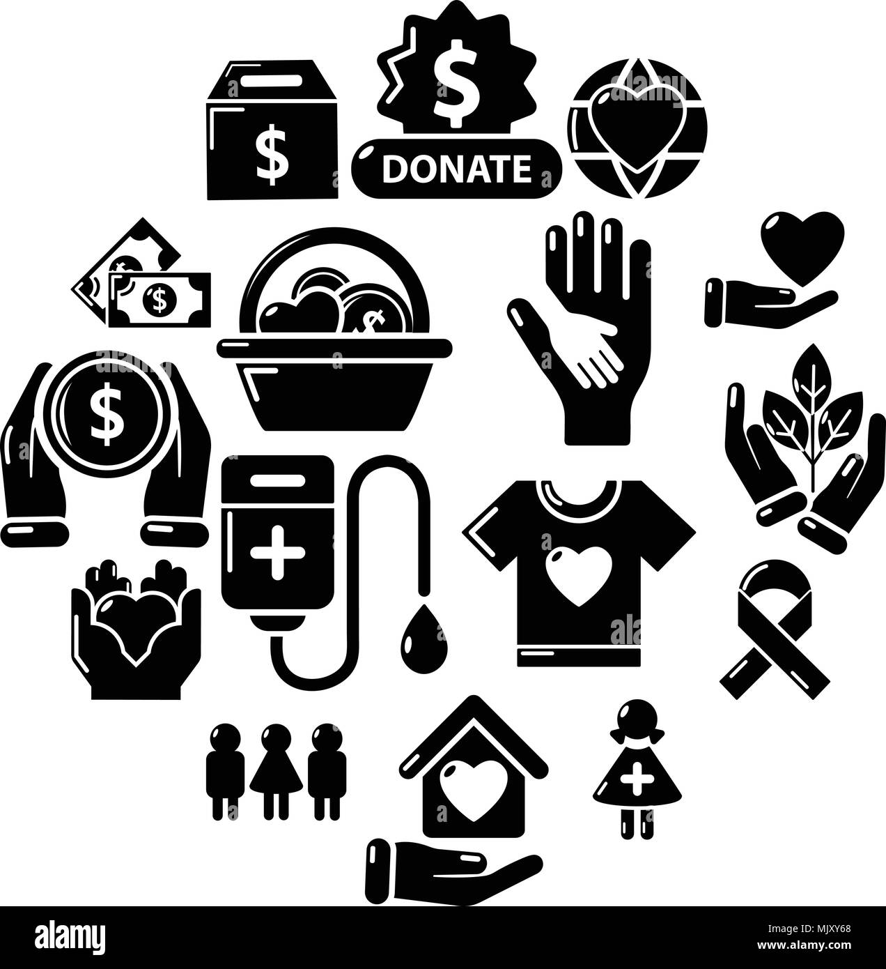 Charity icons set, simple style Stock Vector Image & Art - Alamy