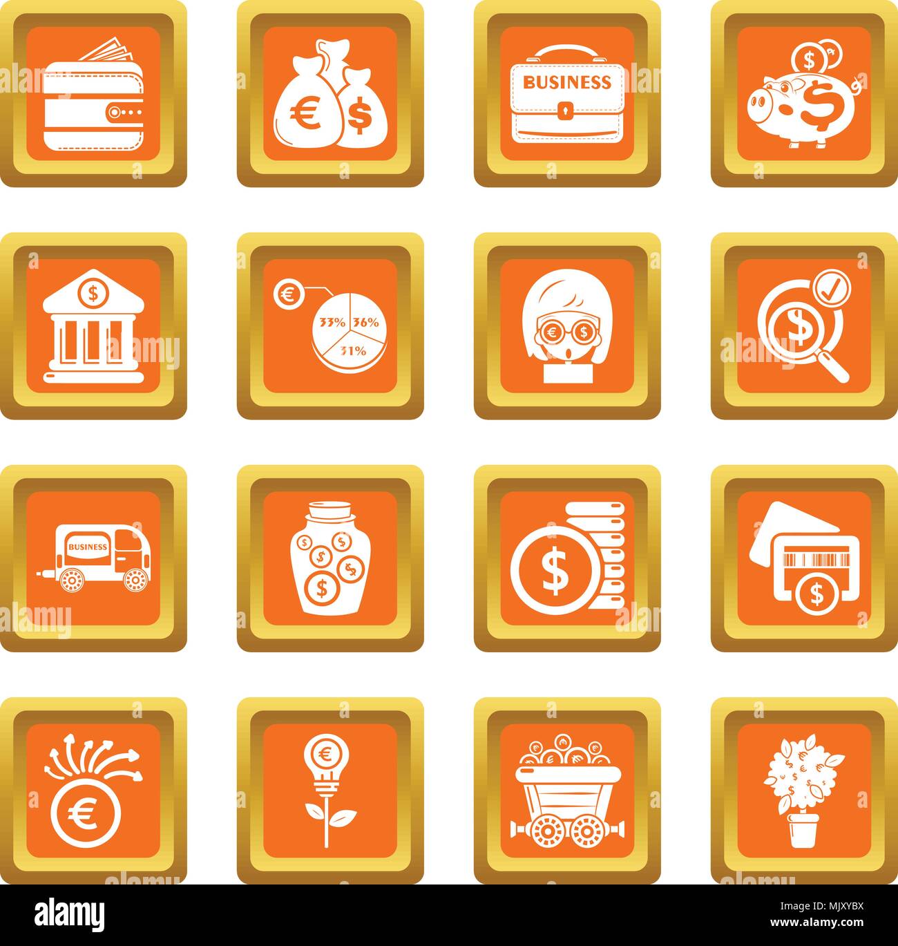 Business icons set orange square vector Stock Vector Image & Art - Alamy