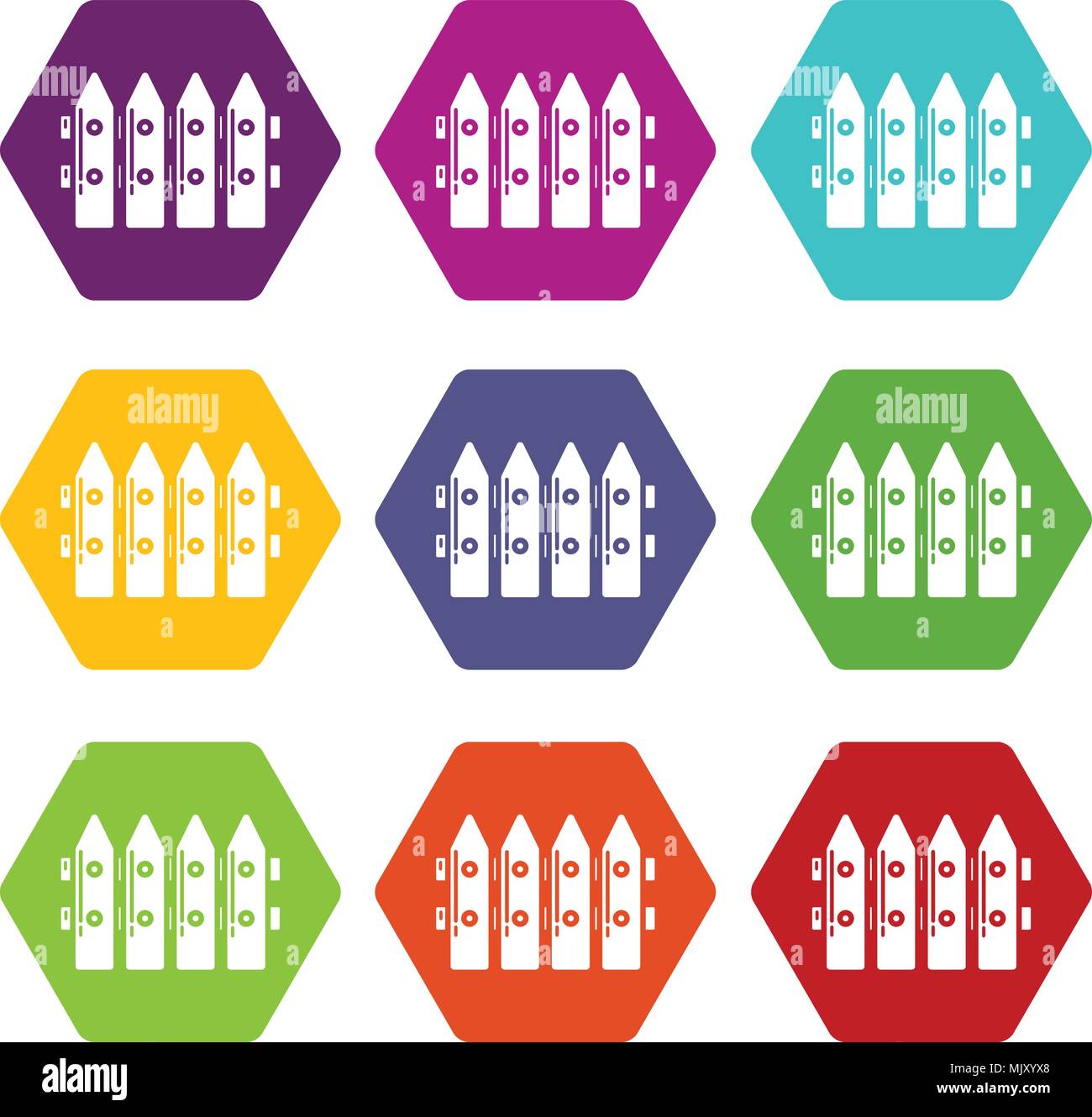 Fence rustic icons set 9 vector Stock Vector Image & Art - Alamy